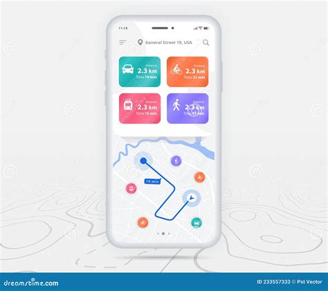 Map Gps Navigation Ux Ui Concept Smartphone Map Application And Destination Pinpoint On Screen