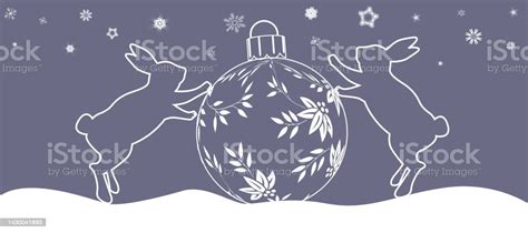 평면 스타일의 새해와 크리스마스 축하 개념 새해 복 많이 받으세요 2023 추상적 인 색상 배경에 토끼와 함께 인사말 텍스트 눈송이에 대한 스톡 벡터 아트 및 기타 이미지