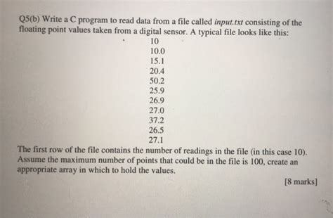 Solved Q5b Write A C Program To Read Data From A File