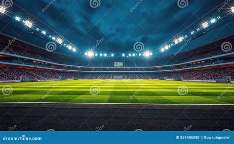 Dramatic Night Football Stadium Lights Professional Sports Venue Under