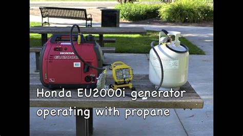 Honda EU2000i generator operating with propane - YouTube
