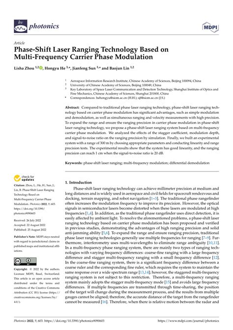 Pdf Phase Shift Laser Ranging Technology Based On Multi Frequency
