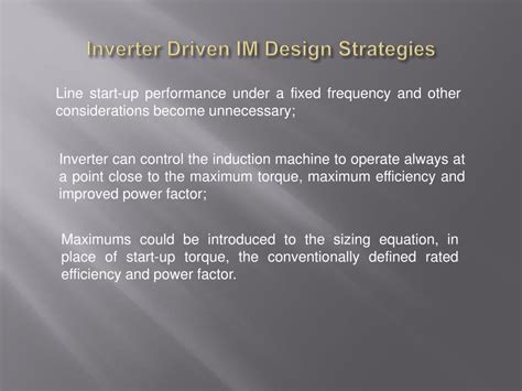 Ppt Design Strategies For Inverter Driven Induction Machine