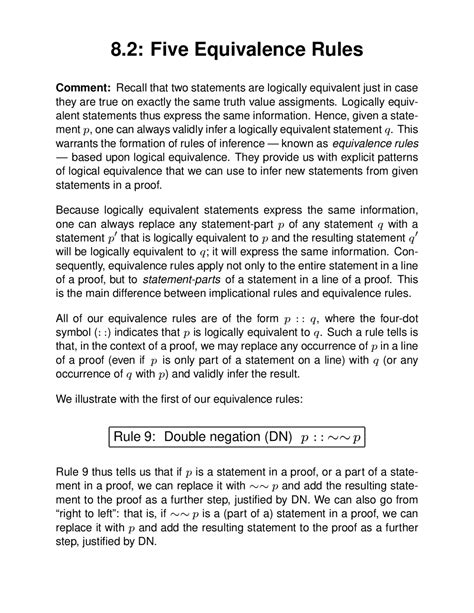 Five Equivalence Rules Lecture Notes Phil 240 Docsity
