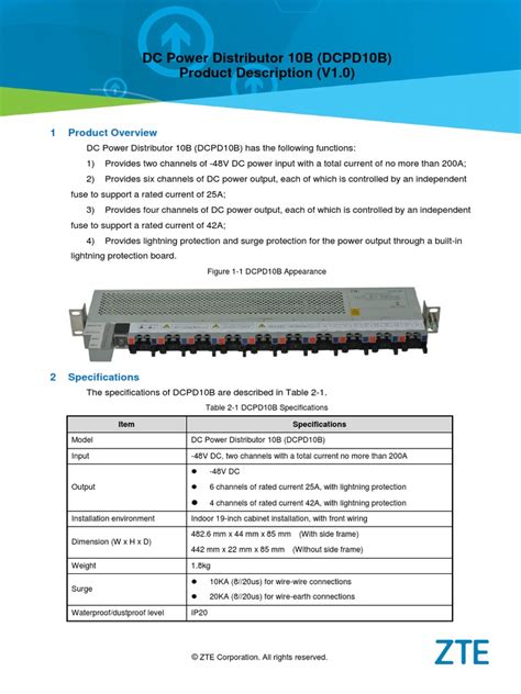 Dc Power Distributor 10b Dcpd10b Product Description V1 0 Pdf Equipment Manufactured Goods