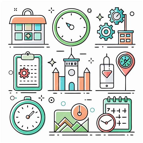 Time Management Icons Set Colorful Line Design Premium Ai Generated Vector