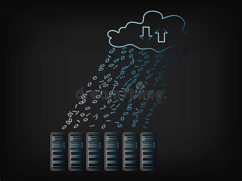 Cloud With Data Rain Into Storage Servers Stock Vector Illustration