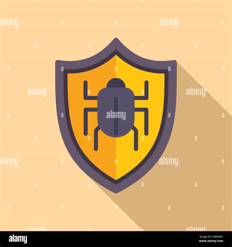 Flat Design Icon Representing Cybersecurity Featuring A Shield With A