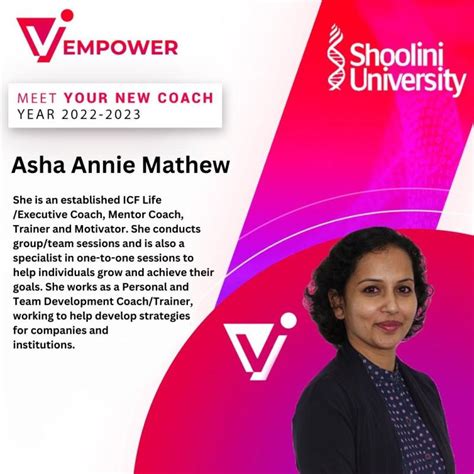 Asha Annie Mathew Pcc Icf On Linkedin Shooliniuniversity Coaching