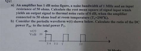 Solved A An Amplifier Has 1 DB Noise Figure A Noise Chegg Com