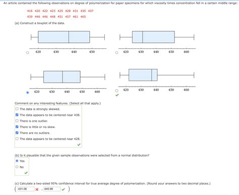 Solved A Construct A Boxplot Of The Data Comment On Any