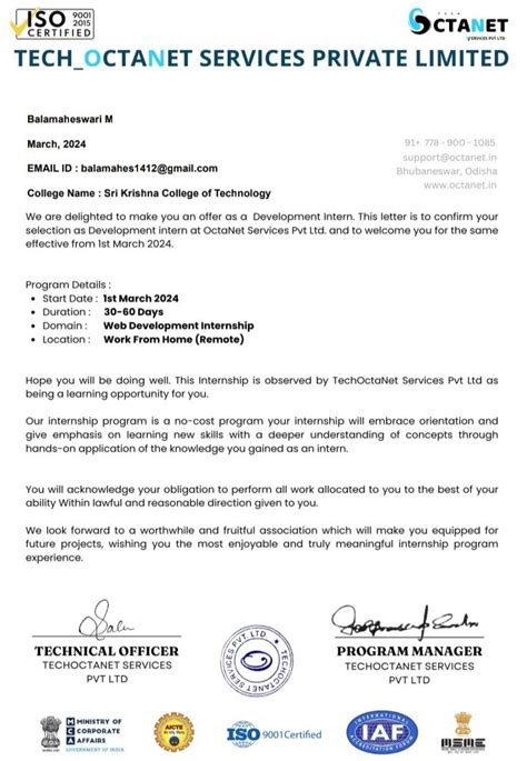 balamaheswari m on linkedin octanet octanetinternship skct