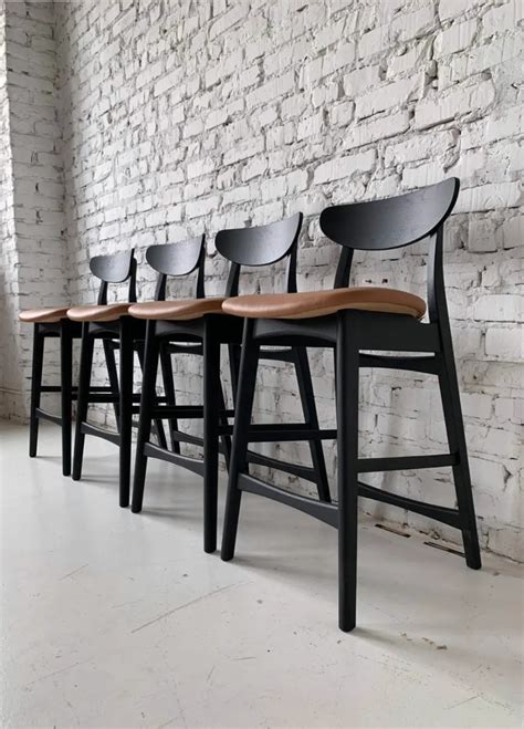 Solid Oak Bar Stool With Italian Leather Seat S10home