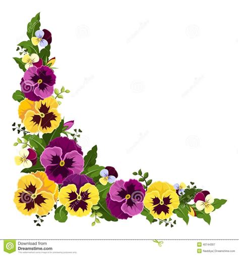 Vase Of Flowers Watercolor Pansy Flower Border