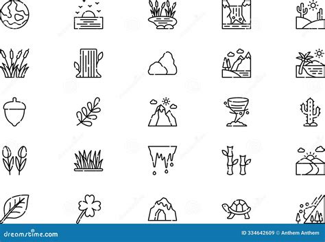 Nature Icons Collection Is A Vector Illustration With Editable Stroke Stock Vector