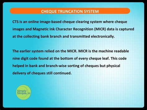 Cheque Truncation System Cts PPS Stocks And Bonds Personal Investing