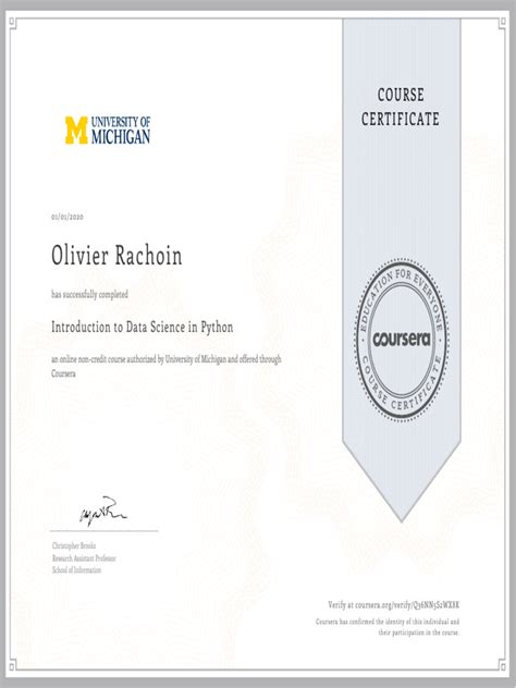 Introduction To Data Science In Python Certificate Pdf Service