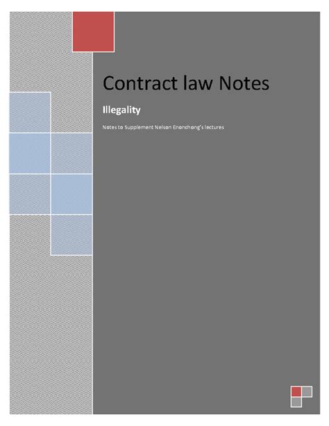 Lecture Notes Illegality Enonchong Contract Law Notes Illegality Notes To Supplement Nelson