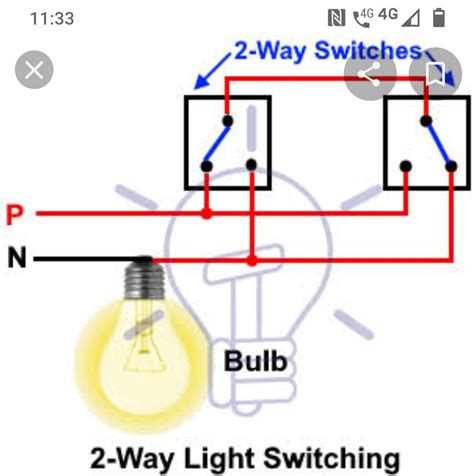 one lamp controlled by two switches circuit diagram