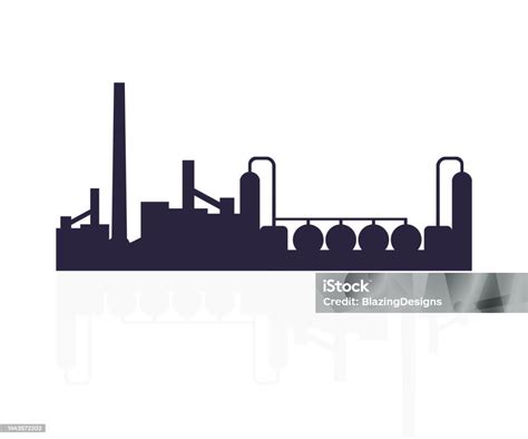 화학 공장 석유 화학 산업 실루엣 정유 공장은 산업 석유 구역 정유 장비 파이프 라인 강철 및 석유 저장 탱크 벡터 디자인 및 그림을 형성합니다 가솔린에 대한 스톡 벡터