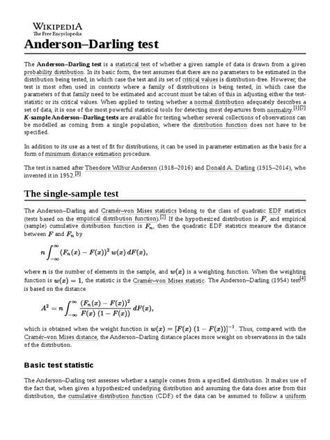 Anderson Darling Test Pdf