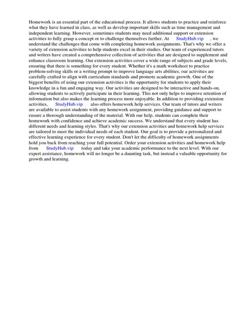Homework Extension Activities Pdf Homework Learning