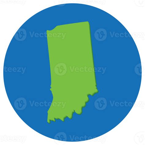 Indiana State Map In Globe Shape Green With Blue Circle Color Map Of