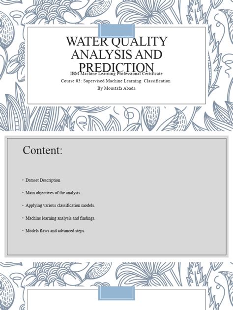 water quality analysis and prediction pdf water quality water