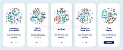 Hydrogen Energy Benefits Onboarding Mobile App Screen Stock Vector
