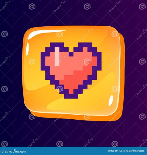 Heart Glossy Ui Button With Pixelated Color Icon Stock Vector