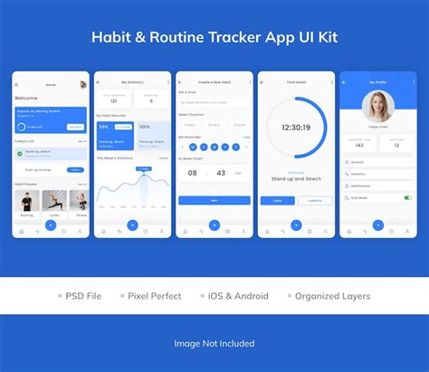Premium Psd Habit Routine Tracker App Ui Kit