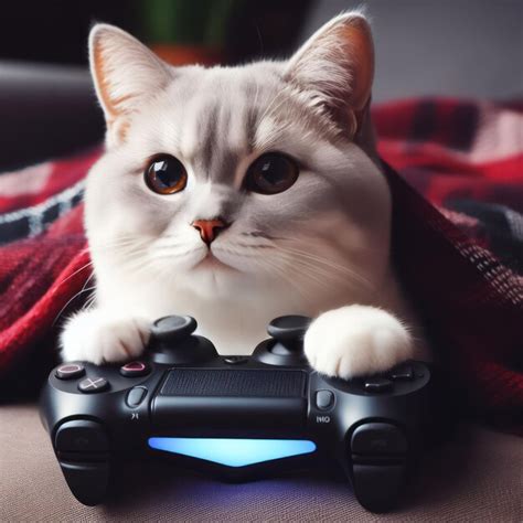 Cat Playing Game With Controller Premium Ai Generated Image