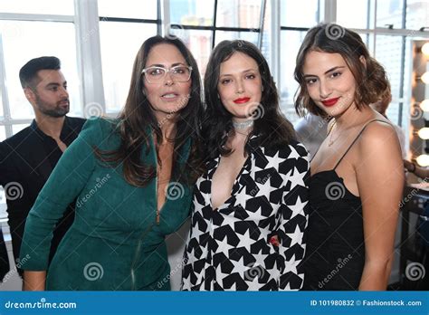 Designer Berta Balilti L And Guests Posing Backstage Before Berta Bridal 2018 Collection Runway