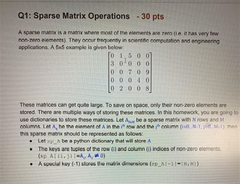 Solved Q1 Sparse Matrix Operations 30 Pts A Sparse Matrix