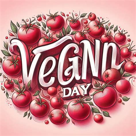 Vegan Day Celebration Illustration With Fresh Tomatoes Stock