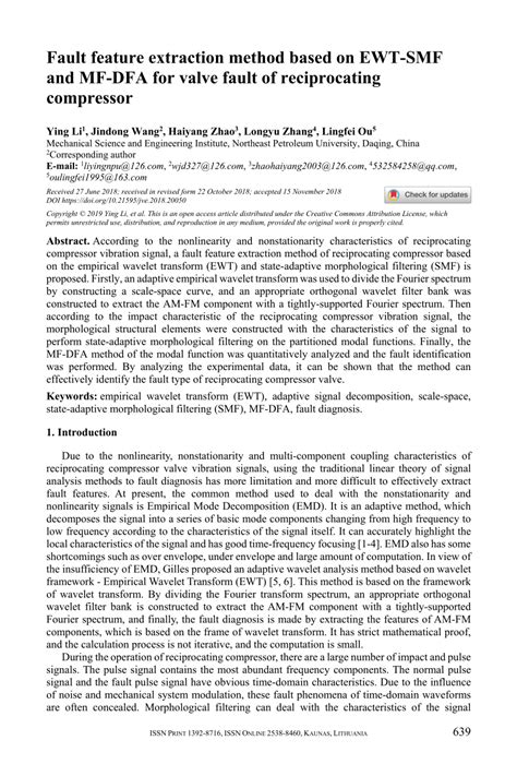 Pdf Fault Feature Extraction Method Based On Ewt Smf And Mf Dfa For Valve Fault Of