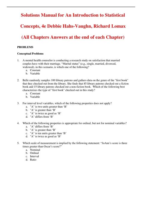 Solutions Manual For An Introduction To Statistical Concepts 4th Edition By Debbie Hahs Vaughn