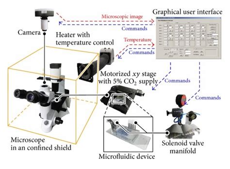 a photograph and b schematics of the automated microfluidic