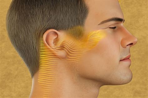 Neuromodulation Cholinergic System And Synaptic Cleft Male Profile With Yellow Waves
