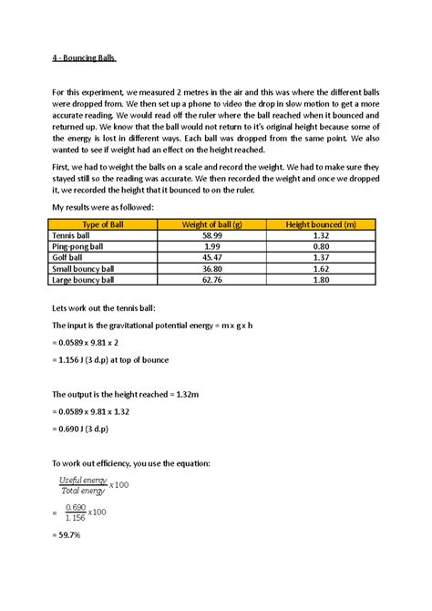 Bouncing Balls Experiment 4 Bouncing Balls For This Experiment We Measured 2 Metres In The