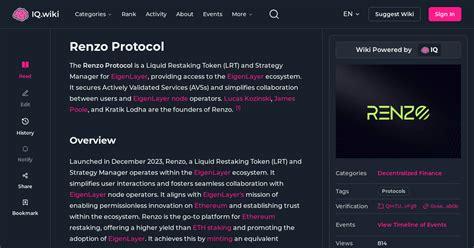 Renzo Protocol Decentralized Finance Iqwiki