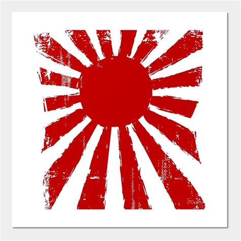 Japan Sun Symbol Wall Art Print Japanese Sun Flag Design Red And