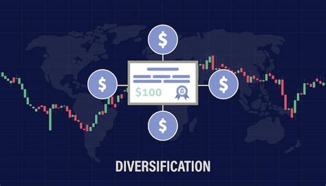 현대적인 플랫 스타일로 돈 투자 자산을 할당하는 주식 시장 거래에 대한 다각화 개념 프리미엄 벡터