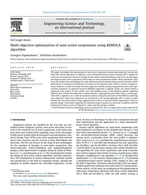 Semi Active Suspension Algorithm Pdf Mathematical Optimization Vehicles