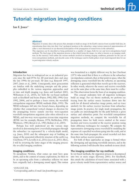 Fb Tutorial Migration Imaging Conditions 141201 Pdf Reflection Seismology Reflection Physics
