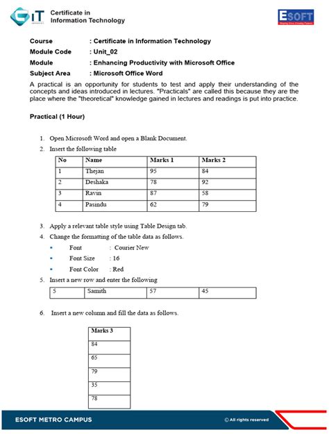 Unit 02 Word Practical 2 It Diploma Pdf Microsoft Word