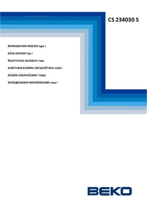 Beko CS 234030 S User manual