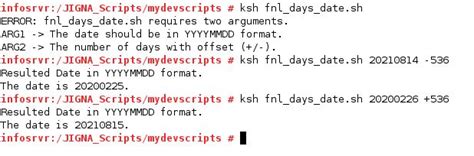 Unix Script Used To Calculate The Date Based On No Of Days Addedsubtracted From The Input Date