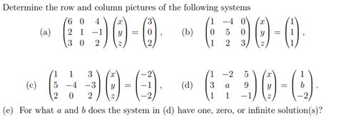 Solved Determine The Row And Column Pictures Of The Chegg Com