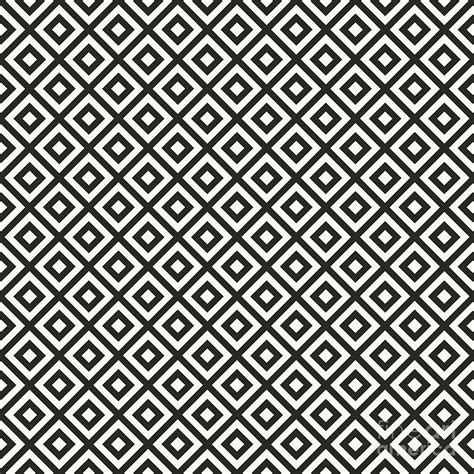 Heavy Diamond On Diagonal Grid Pattern In Bone White And Wrought Iron Black N Painting By